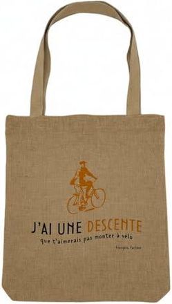 Fabulous Sac Shopping Tote Bag Aspect Lin - Une Descente que taimerais pas Monter Humour Alcool - Sac de Courses Toile Epaisse 360g Beige Naturel Cabas Port&eacute; E