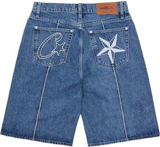 ORANDESIGNE Short Homme Cowboy Hip Hop Style Short Street Pocket Shorts Baggy Y2K Streetwear Unisexe Femme Jeans Straight Jorts pour Couples A Bleu XL
