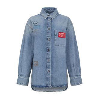 Closed Femme, Blouses et Chemises, Bleu, Taille: 38 FR Chemise Oversized Shirt