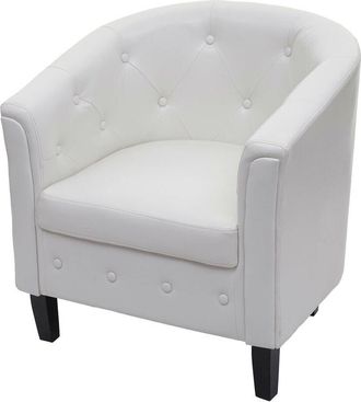 Hhg Sessel Stafford T810, Loungesessel Clubsessel, Chesterfield-Look, Kunstleder Weiß