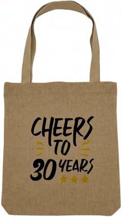 Fabulous Sac Shopping Tote Bag Aspect Lin - Cheers to 30 Years Anniversaire 30 Ans Etoiles - Sac de Courses Toile Epaisse 360g Beige Naturel Cabas Port&eacute; Epaule