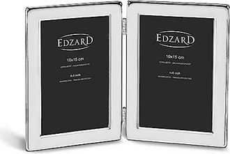 Edzard Doppel-Bilderrahmen Collage Salerno für 2 Fotos 10 x 15 cm, edel versilbert, anlaufgeschützt, mit Samtrücken, Fotorahmen zum Stellen