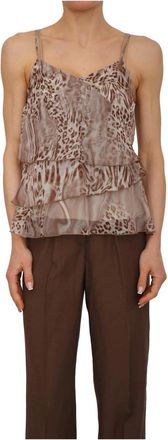 Blugirl Femme, Tops, Multicolore, Taille: 38 FR ECS Top Chiffon St. Animalier