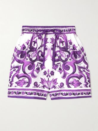 Dolce & Gabbana Short En Serge De Soie Imprimée - Violet