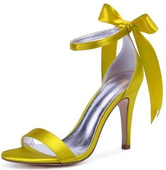 Generic Chaussures Mariage Femmes Aiguille Talon Heel Ouvert Bout Sandales Mari&eacute;e Talons Classique Dress Heels10.5 CM,Jaune,41 EU