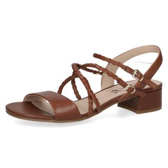 Caprice Damen Sandalen mit Absatz aus Leder mit Klettverschluss, Braun (Cognac Nappa), 42 EU