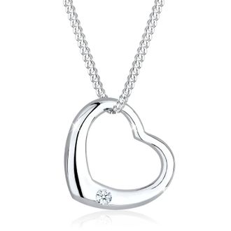 Elli Halsketten - Halskette Herz Liebe Diamant (0.03 ct.) 925 Silber - Gr. unisize - in Wei&szlig; - f&uuml;r Damen