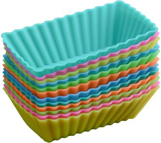 Cabilock Rechteckige Muffinform Silikon Lebensmittelecht Backf&ouml;rmchen 24 St&uuml;ck Backzubeh&ouml;r Wiederverwendbar F&uuml;r Kuchen Muffins