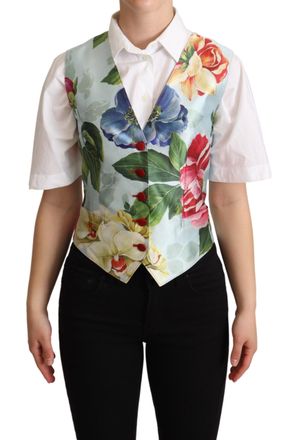 Dolce & Gabbana Floral Silk Waistcoat - Green