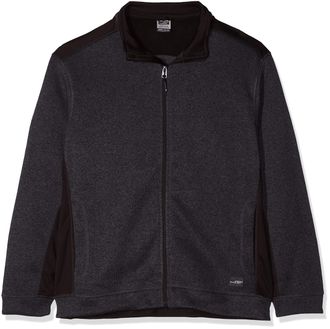 James & Nicholson Herren Knitted Workwear Fleece Jacke, Grau (Carbon-Melange/Black), X-Large