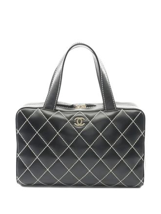 Chanel sac &agrave; main &agrave; coutures contrastantes (2002-2003) - Noir