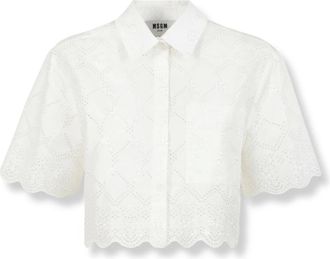 Msgm Msgm, Femme, Blouses et Chemises, Blanc, Taille: 34 FR Camicia Crop