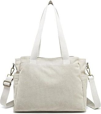 Generic Sac &agrave; main Hobo en toile pour femme - Sac de plage simple - Grand sac fourre-tout pour filles - Sac de courses pour voyage et usage quotidien, blanc, 