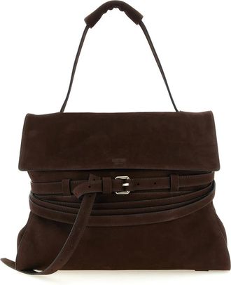 Moschino Femme, Sacs, Brun, Taille: ONE Size Tie Me sac port&eacute; &eacute;paule en daim