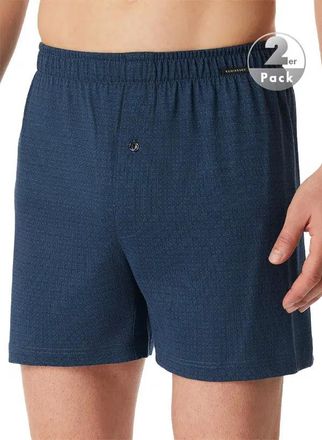 Schiesser Herren Boxershorts blau Baumwolle gemustert