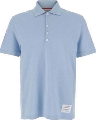 Thom Browne Hellblaues Poloshirt mit Streifendetail - - Tops - Herren - Blau - XL