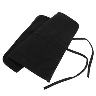 FOMIYES Aufrollbarer Pinselhalter aus Canvas Große Kapazität Schwarzes Federmäppchen für Kalligrafiepinsel Tragbare Stifte Rolltasche mit Befestigungsband für