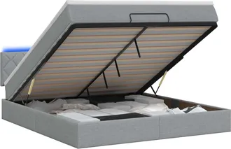 vidaXL Letto Ottomano Con Materasso E Led Grigio Chiaro 140 X 200 Cm Vidaxl