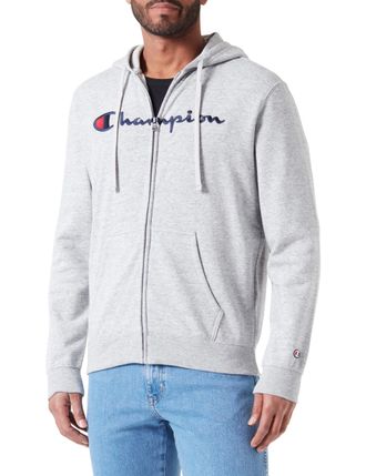 Champion Herren Legacy Icons - Heavy Spring Terry Full Rei&szlig;verschluss Kapuzenpullover, hellgrau, M
