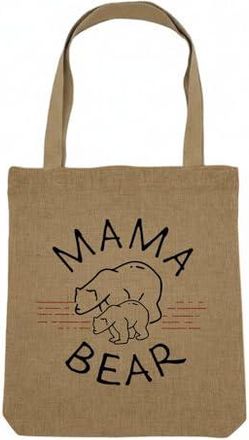 Fabulous Sac Shopping Tote Bag Aspect Lin - Mama Bear Family Cute Mom - Sac de Courses Toile Epaisse 360g Beige Naturel Cabas Port&eacute; Epaule Solide Imprim&eacute; en Fr