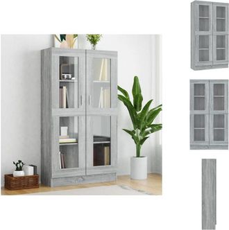 vidaXL Vitrinenschrank Grau Sonoma 82,5x30,5x150 cm Holzwerkstoff - Bücherregal - Vitrinenschrank - Regal - Wohnraumgestaltung - Einrichtungstipps