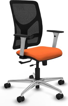 Piqueras y Crespo B&uuml;rostuhl in Orange, mit wei&szlig;en und schwarzen Armlehnen, h&ouml;henverstellbare Lendenwirbelst&uuml;tze, ausgestattet mit Syncro/Traslack und Schneideschaum, Sc