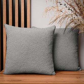 MG Design 2er Set Kissenbezüge 45 x 45 cm in Beige - mit Reißverschluss, fein gewebt mit Chenille-Haptik, pflegeleich