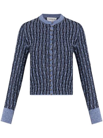 Lanvin cardigan en maille à effet métallisé - Bleu