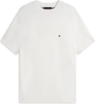 Tommy Hilfiger T-Shirt aus feinem Baumwoll-Mesh mit Logo-Aufn&auml;her in