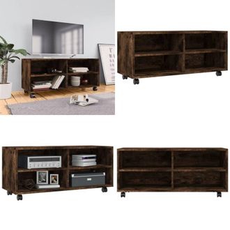 vidaXL Vidaxl - TV-Schrank mit Rollen R&auml;uchereiche 90x35x35 cm Holzwerkstoff - tv Schrank - Fernsehtisch - Regal - Wohnzimmereinrichtung - Holzm&ouml;bel - Home