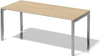 Bisley Cito Schreibtisch, 650-850 mm höheneinstellbares U-Gestell, Metall, Mp355 Dekor Ahorn, Gestell Silber, 80 x 180 x 85 cm