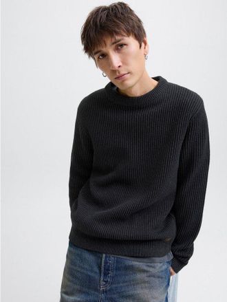 Jack & Jones Rundhalspullover JJEDOVER KNIT CREW NECK SN Baumwollmischung, regular fit
