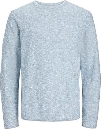 Jack & Jones Jjelinen Knit Crew Neck Sn Pull en Tricot, Bleu Jeans Clair, XS Homme