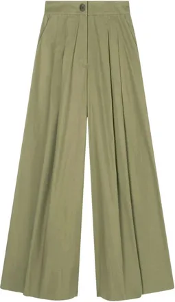 A|X Armani Exchange Femme, Pantalons, Vert, Taille: 32 FR Pantalon Palazzo en Twill de Coton