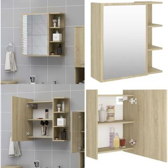 vidaXL Vidaxl - Bad-Spiegelschrank Sonoma-Eiche 62,5x20,5x64 cm Holzwerkstoff - Holzschrank - Badezimmerm&ouml;bel - Spiegelschrank - Waschtischunterschrank