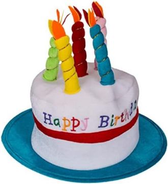 Out of the Blue Happy Birthday Plüschhut mit 5 Kerzen, Mehrfarbig, ca. 30 x 27 cm