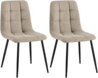 Clp 2er Set Esszimmerstuhl Tilde, Küchenstühle gepolstert mit gestepptem Bezug, Polsterstühle mit Metallgestell, bis 150 kg belastbar, Farbe:Taupe, Materi
