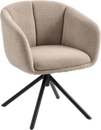 HOMCOM Sessel Wohnzimmer drehbar Loungesessel Relaxsessel mit Metallbeine Lesesessel mit Leinenoptik, Polstersessel für Schlafzimmer Hellbraun