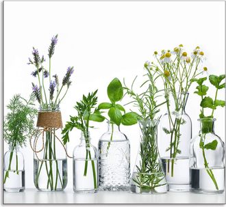 Artland ARTland Spritzschutz Küchenrückwand aus Alu für Küche Herd Spüle 60x55 cm (BxH) mit Motiv Pflanzen Kräuter Gewürze Lavendel Basilikum Blumen H9KE