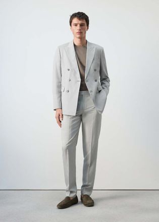 Mango Veste de costume Amalfi slim fit crois&eacute;e bleu ciel - Homme - 46 - MANGO MAN