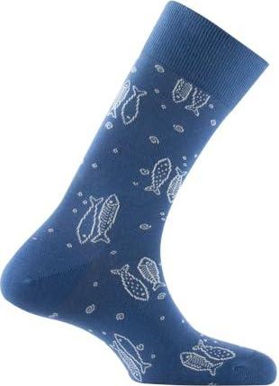 Kindy Mi-chaussettes en coton motif Poissons MADE IN FRANCE - couleur - Jean - Pointure - 39-42