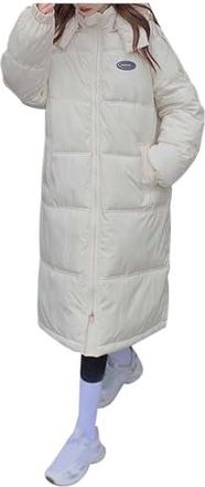 Generic Vestes pour femmes 2026 automne et hiver 2024 veste longue &agrave; capuche chaude, coupe-vent, l&eacute;g&egrave;re et confortable avec poches, blanc, XXL