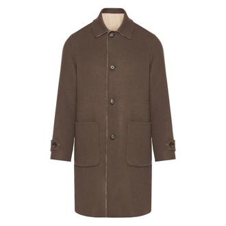 Eleventy Homme, Manteaux, Brun, Taille: XL Reversible Wool Coat