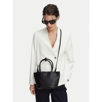 Tommy Hilfiger Handtasche Tommy Hilfiger Th Marina Bucket Leather AW0AW18739 Schwarz