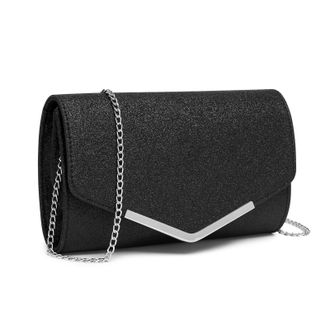 Miss Lulu Damen Clutch Gl&auml;nzende Abendtasche mit Abnehmbarer Kette Elegante Envelope Handtasche Modische Cross Body Umh&auml;ngetasche f&uuml;r Hochzeit Party Bankett Fei