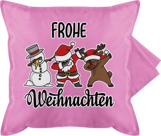 Shirtracer Kissenbezug - Weihnachtskissen Christmas Geschenke - Frohe Weihnachten Dabbing I Weihnachtsmotiv - 50 x 50 cm - Pink - weihnachts kissenbez&uuml;ge weihnac
