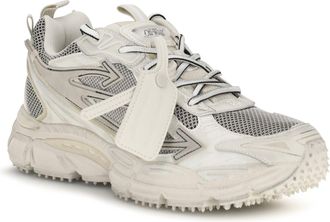 Off-white Worn-Out Mesh and Suede Sneaker - Beige