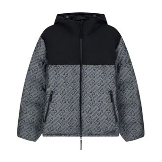 Emporio Armani Gesteppte Jacke mit Kapuze und Logo-Print - - Jackets - Herren - Grau - L