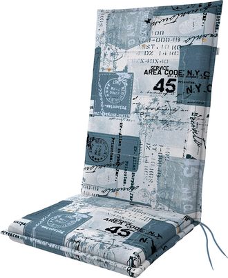Doppler Hochlehner Living/Gartenstuhlauflage/Hochlehner/Blau Weiß/ca. 119 x 48 x 6 cm