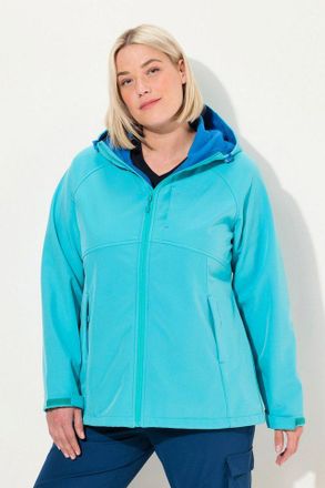 Ulla Popken Softshelljacke Softshelljacke Kapuze Zipptaschen Klettriegel